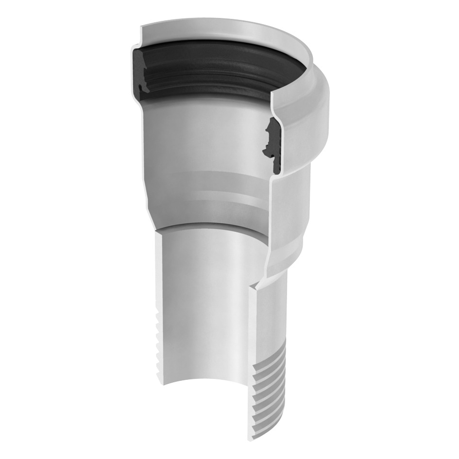 Connector with socket and external screw thread
