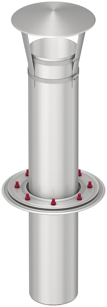 Flat roof ducts for room aeration - with rain cap