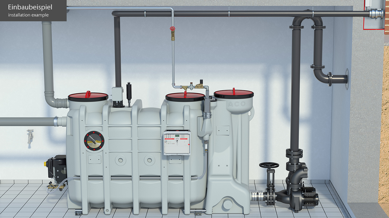 Grease separator with integrated lifting plant LipuSmart-P-OB basic model