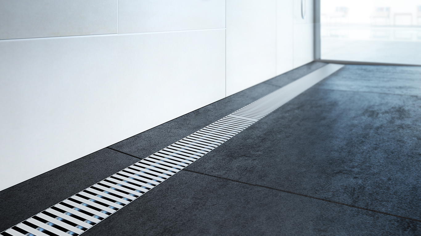 Channel body ACO ShowerDrain Public 110, with vertical wall flange ...