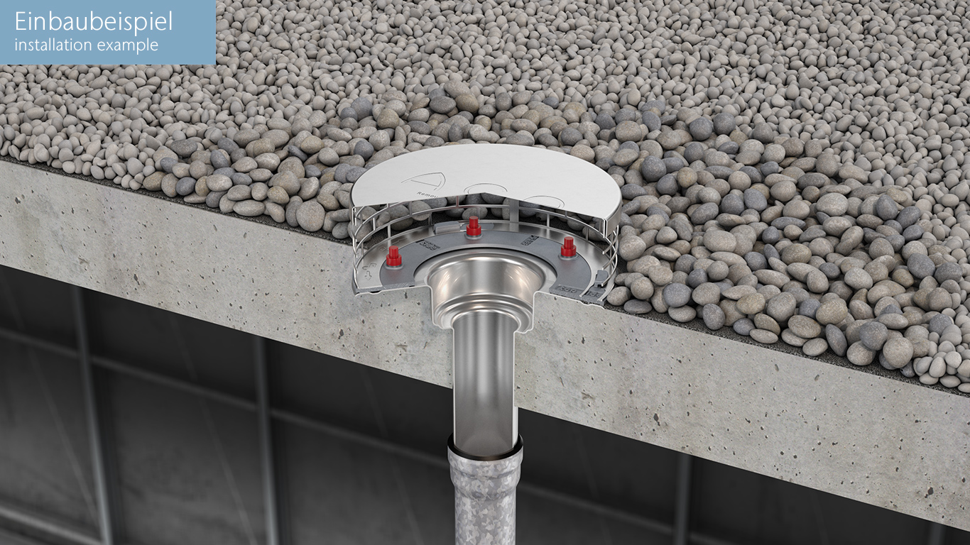 ACO Variant-Spin complete flat roof drains – two-piece for gravity drainage