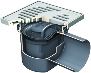 Basement gully DN 100, socket inclination: 1.5°